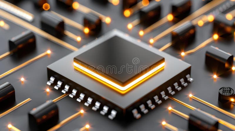 A Closeup View of a Black Motherboard Featuring a Central Processor ...