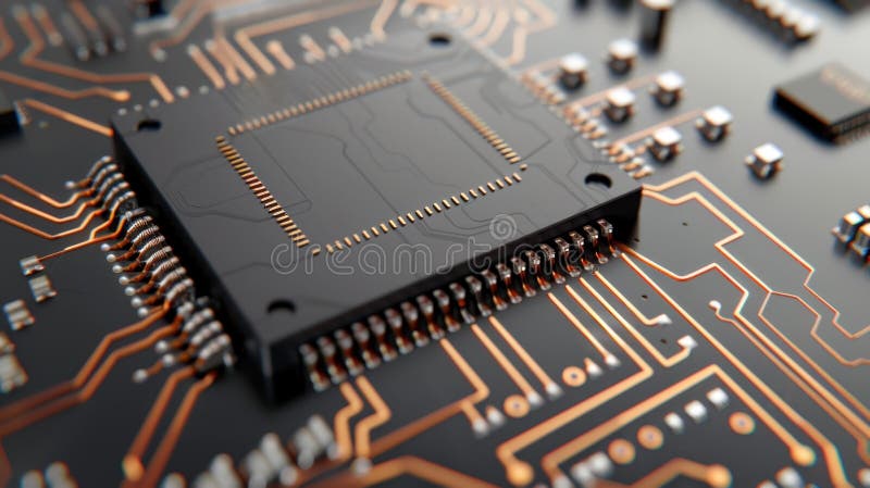 A Closeup View of a Black Motherboard Featuring a Central Processor ...