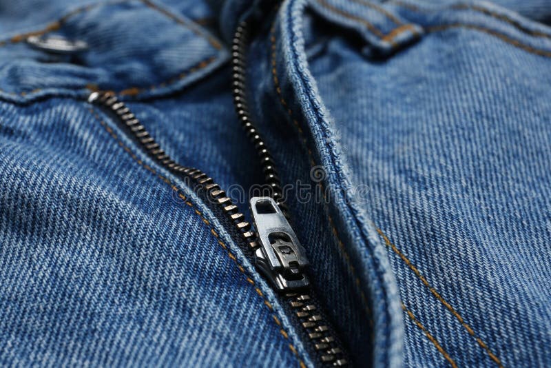Closeup View of Blue Jeans with Zipper As Background Stock Image ...