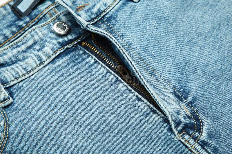 Closeup View of Blue Jeans with Zipper As Background. Stock Image ...