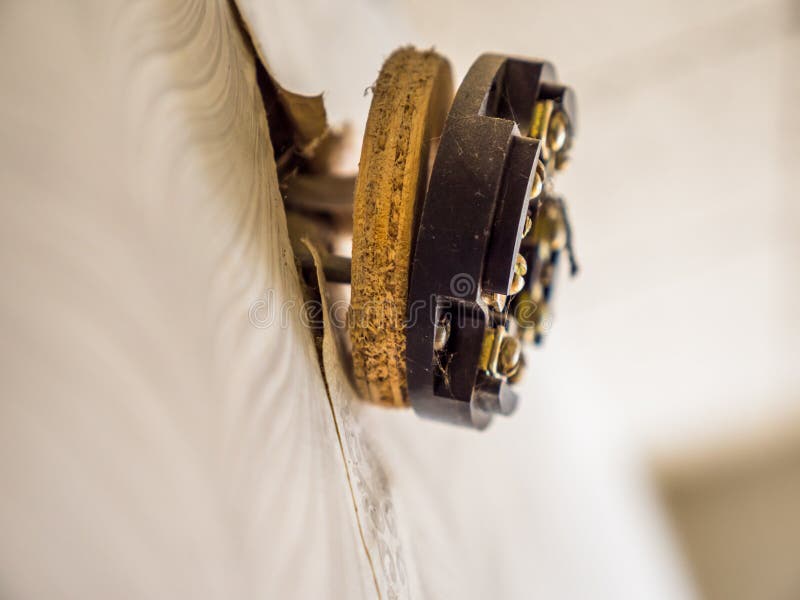 Closeup View Broken Electrical Outlet Socket on Wall Stock Photo ...