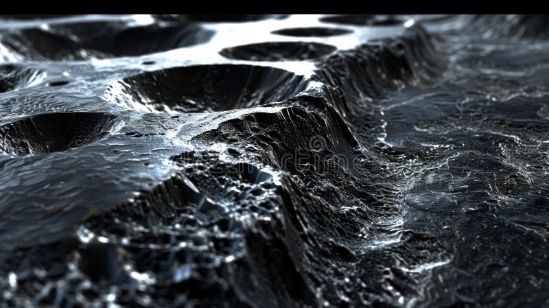 A Closeup View of a Bubbly Shiny Surface with Deep Ridges and Grooves ...