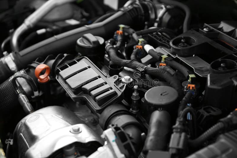 Closeup View of Car Engine in Modern Auto Stock Image - Image of ...