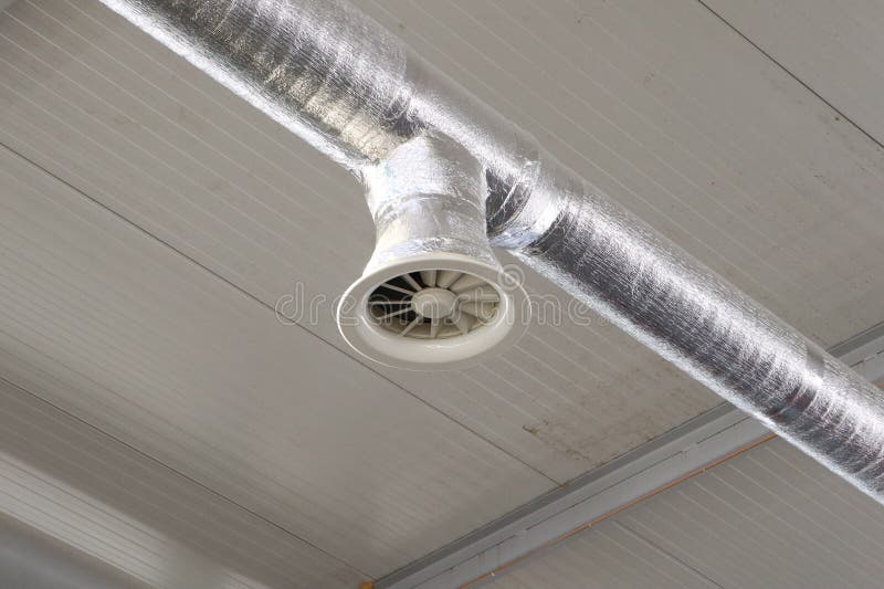 A Ventilation System Duct Featuring an Air Diffuser Installed in the ...