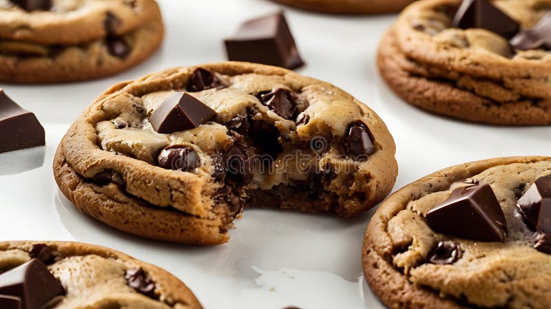 Closeup View of a Chocolate Chip Cookie Showcasing Melted Chocolate ...