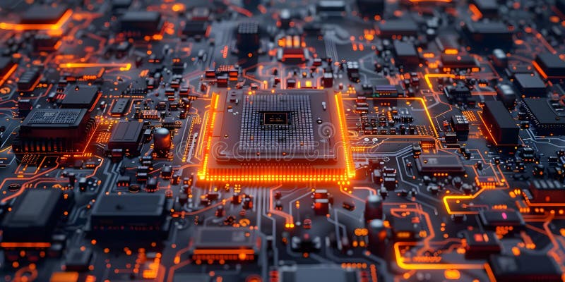 A Closeup View of a Circuit Board with AI Components Installed. Concept ...
