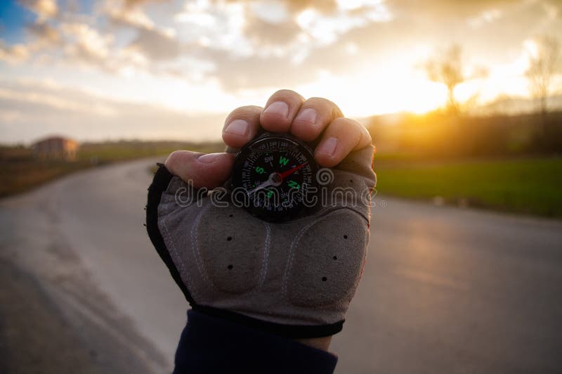 Closeup View of Compass and Human Hand Stock Photo - Image of organ ...