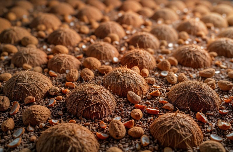 Closeup View of Compressed Coconut Substrate. Brown Texture Ground ...