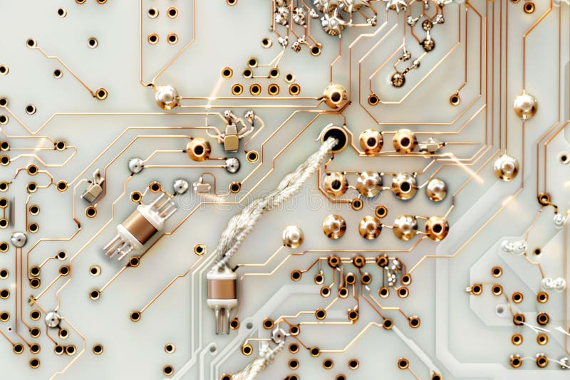 Closeup View of Computer Processor Chip with Detailed Gold Pins and ...