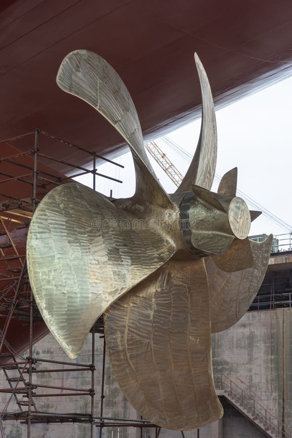 Closeup View on the Container Ship Propeller. Stock Photo - Image of ...