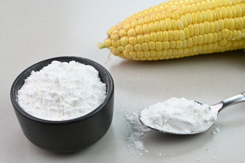 Closeup View of Cornstarch in a Bowl Stock Image - Image of flour ...