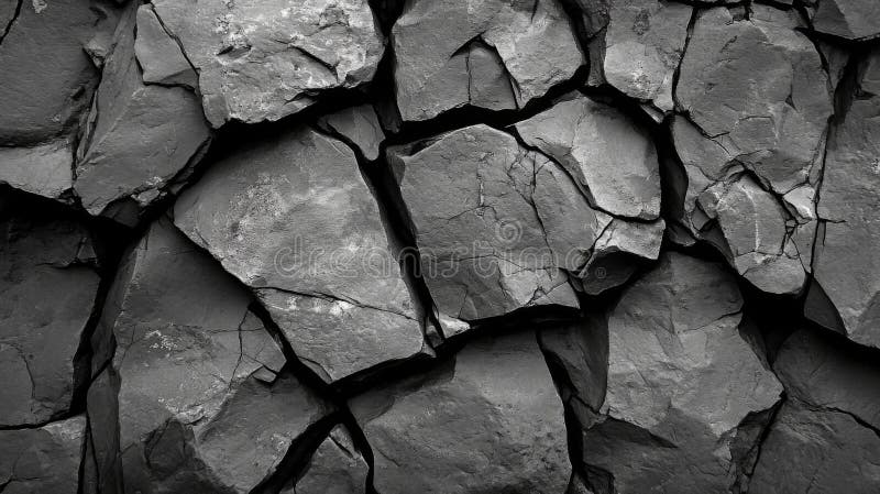 A Closeup View of Cracked Dark Grey Rocks Stock Illustration ...
