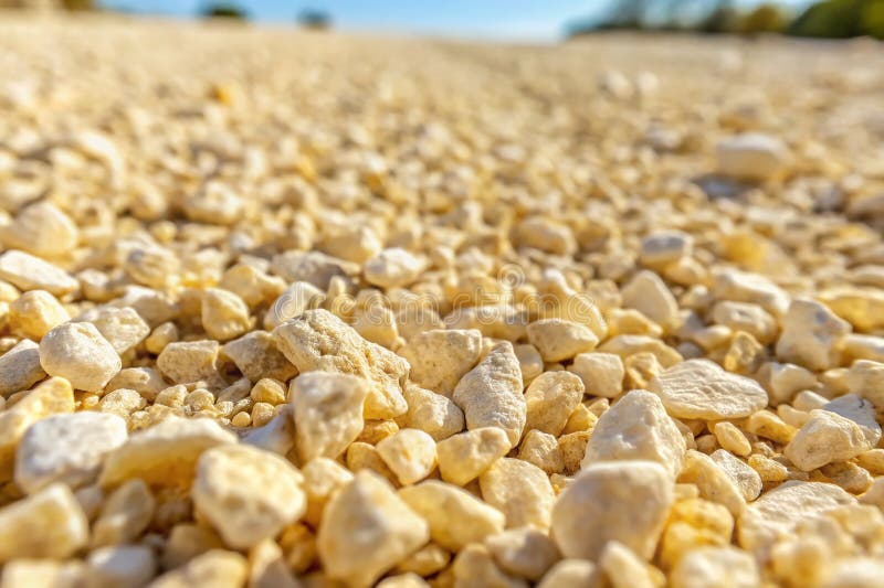 Closeup View of a Cream Limestone Macadam Road Surface a Detailed ...