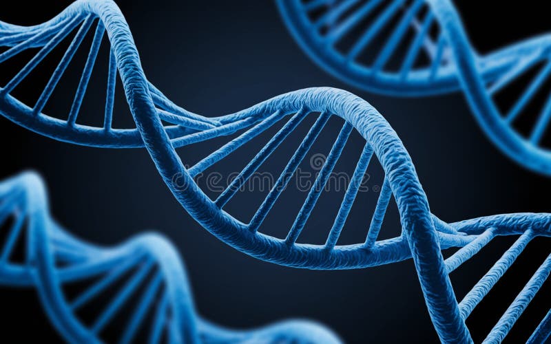 Closeup View of a 3D Model of DNA, a Double Helix Structure with Blue ...