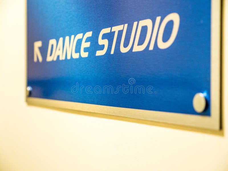 Closeup View Dance Studio Directional Sign Inside Sport Centre Stock ...