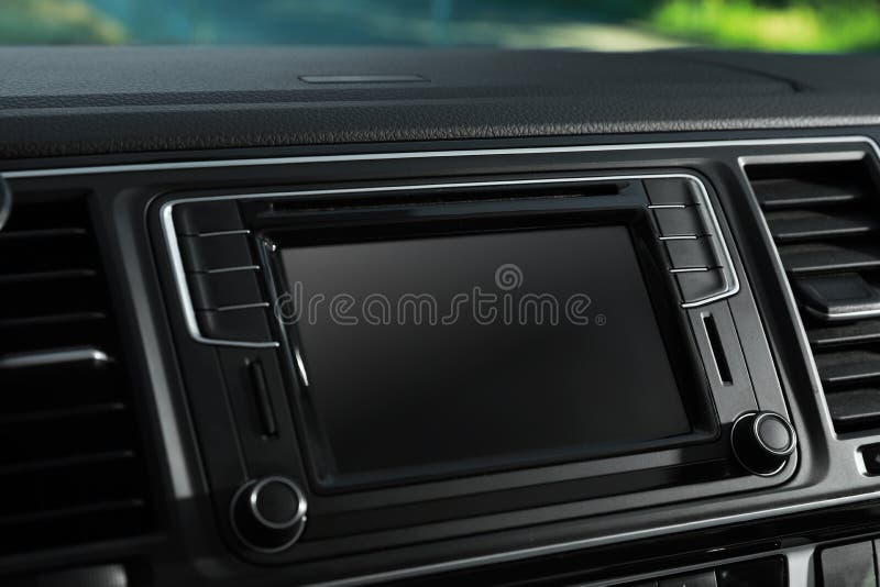 Closeup View of Dashboard with Navigation System in Modern Car Stock ...