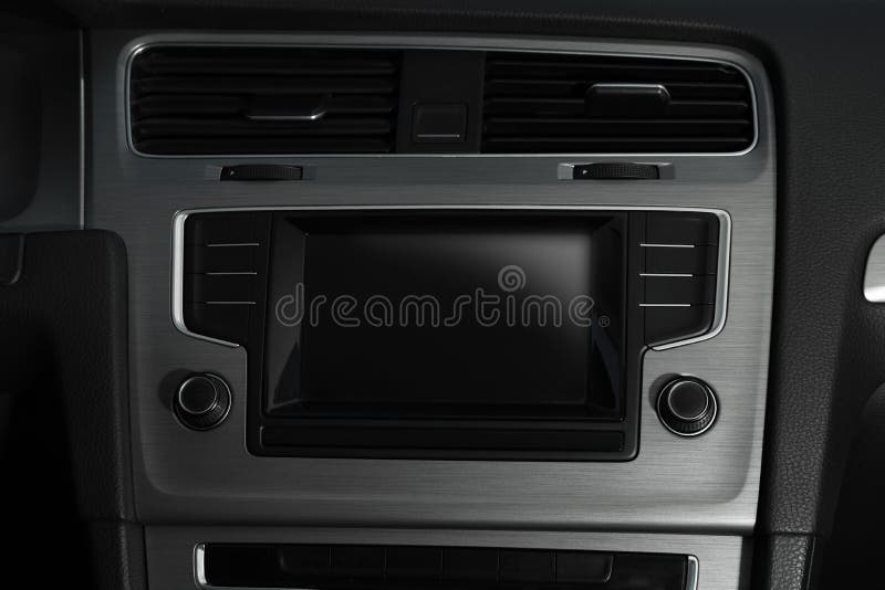 Closeup View of Dashboard with Navigation System in Modern Car Stock ...