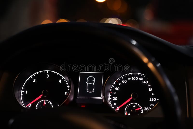 Closeup View of Dashboard with Speedometer and Tachometer in Modern Car ...