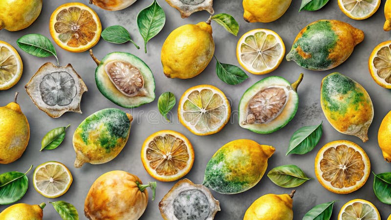 CloseUp View of Decaying Lemon a Detailed Study of Rotten Citrus Fruit ...