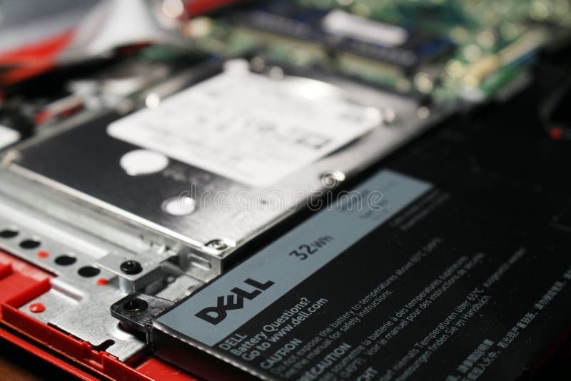 Closeup View at Dell Laptop Motherboard and Components Editorial Stock ...