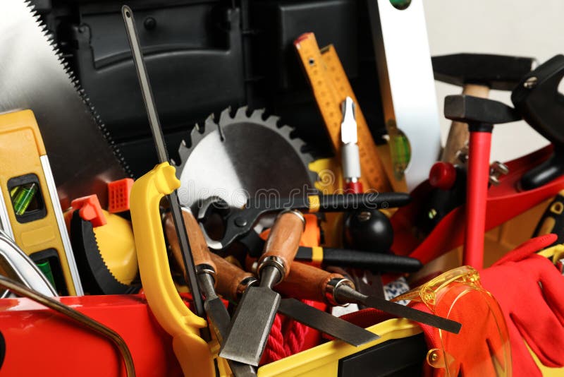 Closeup View of Different Carpenter`s Tools Stock Photo - Image of ...