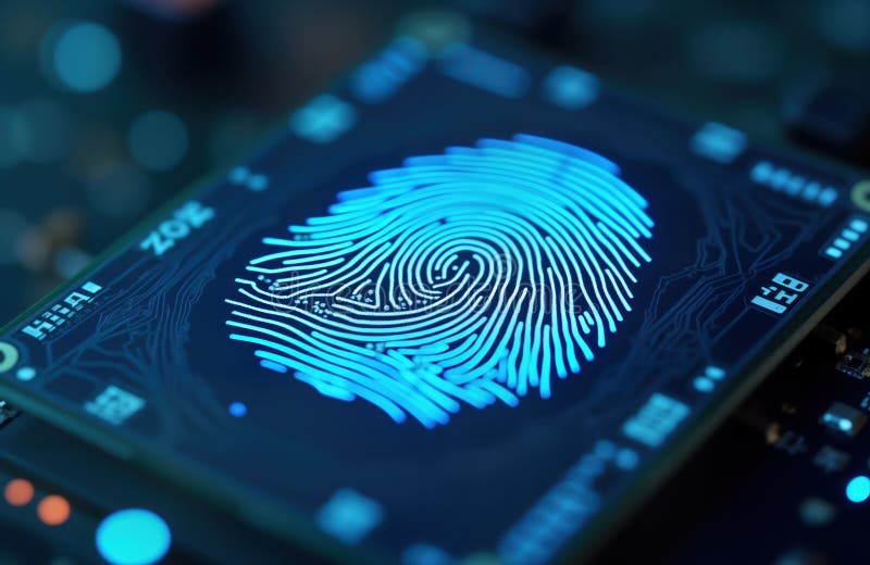 Closeup View of Digital Fingerprint Scanner. Biometric Identification ...