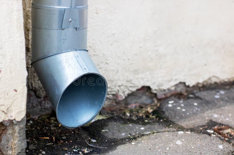 Closeup View of a Drain Pipe on the Side of a Building Stock Photo ...
