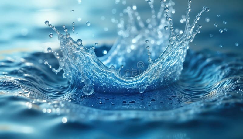 Closeup View of Dynamic Water Splash. Water Purification System Concept ...