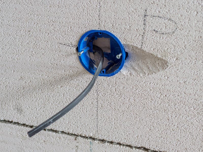 Closeup View of Electrical Installation Socket Hole. Stock Photo ...