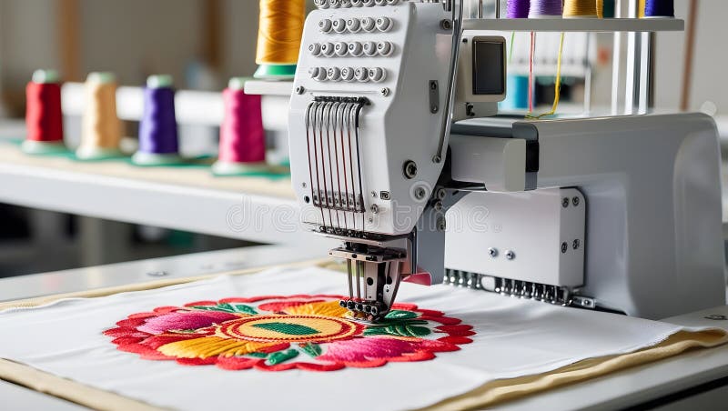 Closeup View of Embroidery Machine. AI Generated Stock Illustration ...