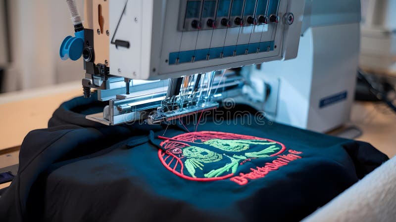 Closeup View of Embroidery Machine. AI Generated Stock Illustration ...