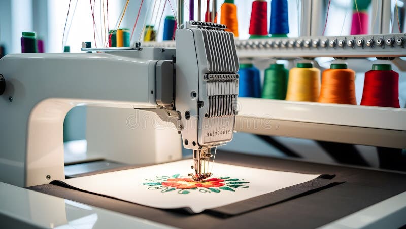 Closeup View of Embroidery Machine. AI Generated Stock Illustration ...