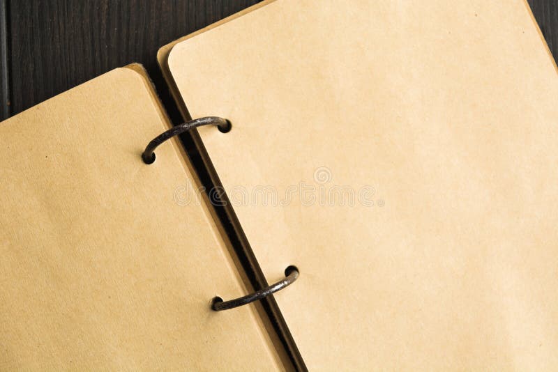 Closeup View of Empty Paper Vintage Notebook on Rings. Flat Lay Stock ...