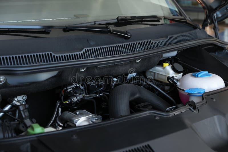 Closeup View of Engine Bay in Auto Stock Image - Image of checking ...