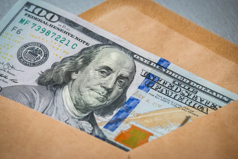Envelope with One Hundred Dollar Banknote and Laptop Keyboard Stock ...