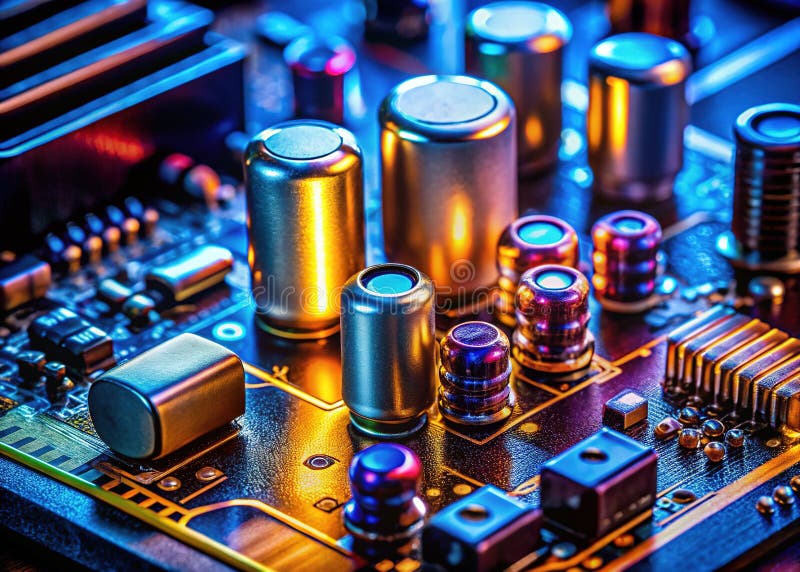 CloseUp View of Essential Electronic Components Capacitor Resistor ...