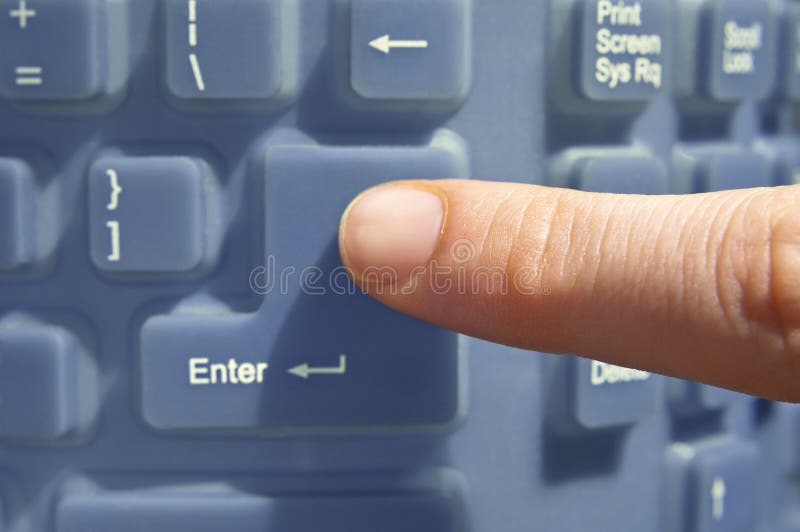 Finger Pressing a Computer Keyboard Key. Stock Image - Image of ...