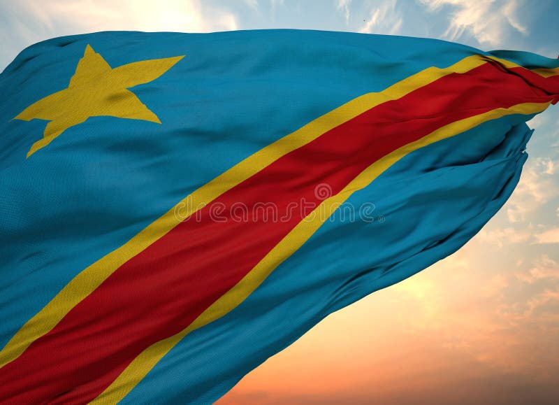 Closeup View of the Flag of the Democratic Republic of the Congo on a ...