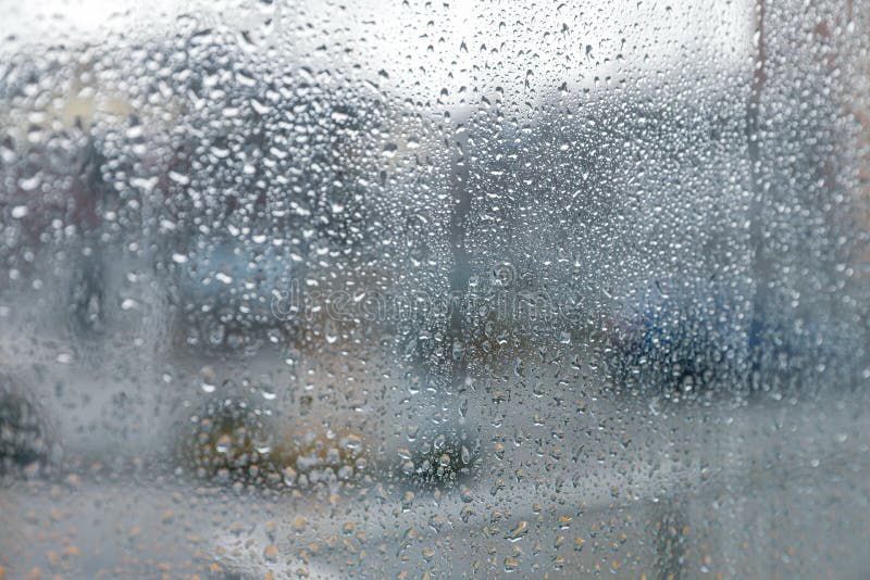 Closeup View of Foggy Window with Rain Drops Stock Photo - Image of ...