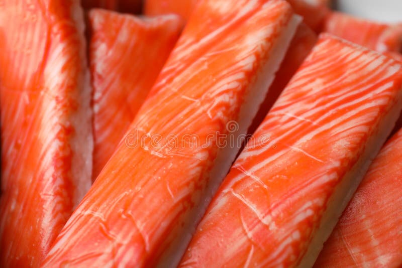 Closeup View on Fresh Red Crab Sticks Stock Photo - Image of foodstuff ...