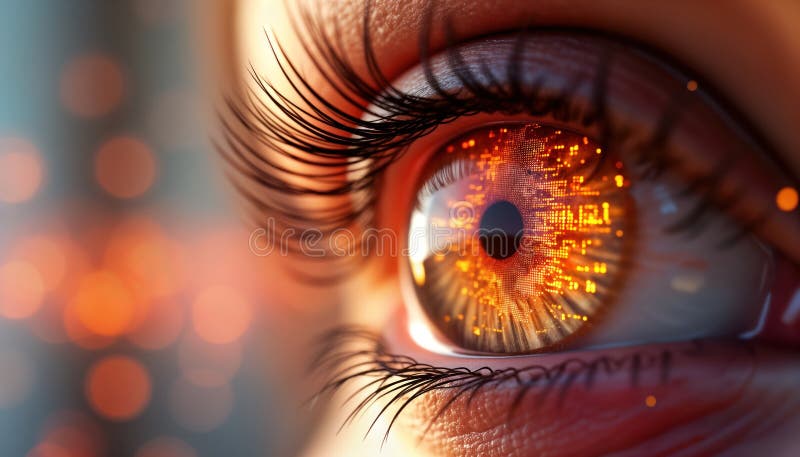 Closeup View of Futuristic Optical Eye Scanner. Advanced Tech Spy ...