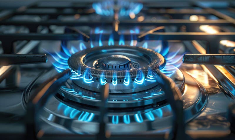 Closeup View of a Gas Hob Flame Stock Photo - Image of burn, fire ...