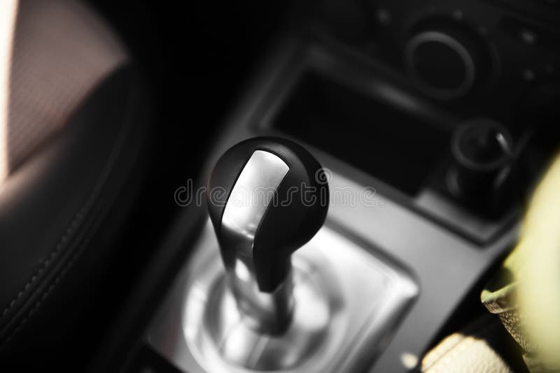 Closeup View of Gear Stick in Modern Car Stock Image - Image of ...