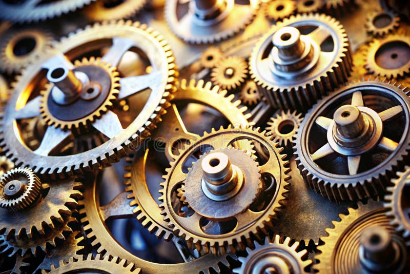 Closeup View of Gears from a Mechanism Stock Illustration ...