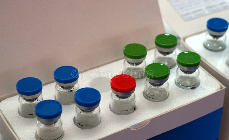 Glass Containers for Samples Setup in a Chemical Laboratory Stock Image ...