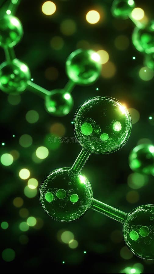 Closeup View of Green Hydrogen Molecules. Graphic Design Shows Clean ...