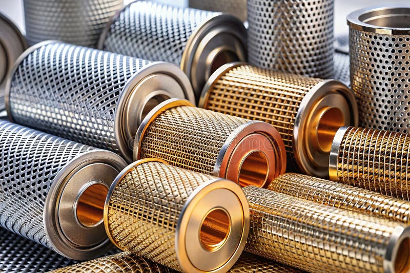 Closeup View of a Heap Metal Mesh Filter Roll an Abstract Industrial ...
