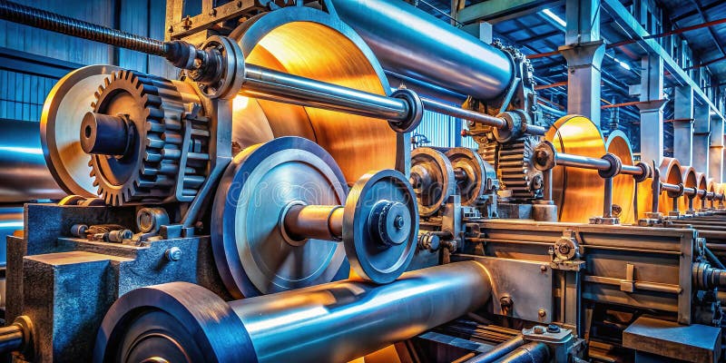 CloseUp View of a HighSpeed Papermaking Machine Roller Precision ...