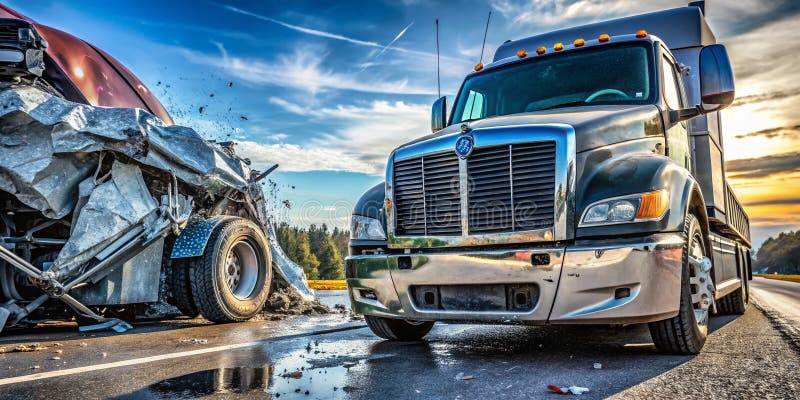 Closeup View of a Highway Car Crash Devastating Impact of a Collision ...