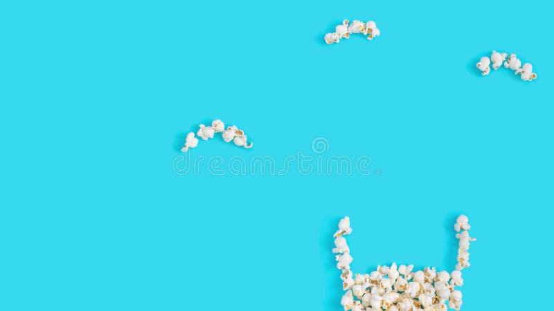 Closeup View of a Human Face Made of Popcorn on a Blue Background Stock ...